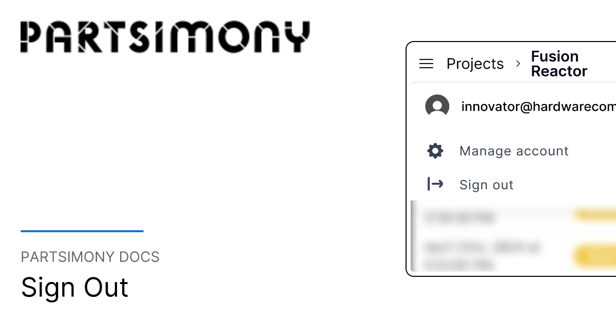 Sign Out | Partsimony Docs