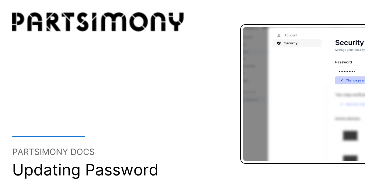 Updating Password | Partsimony Docs