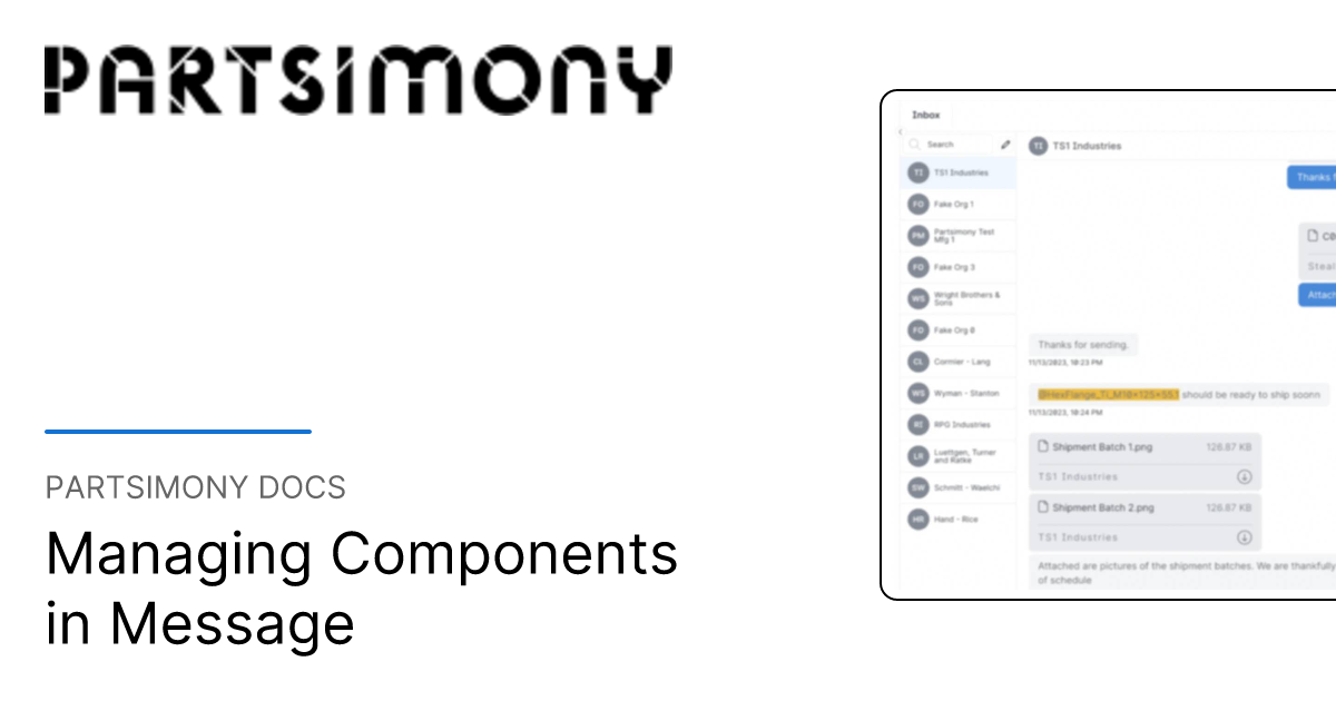 Managing Components in Message | Partsimony Docs
