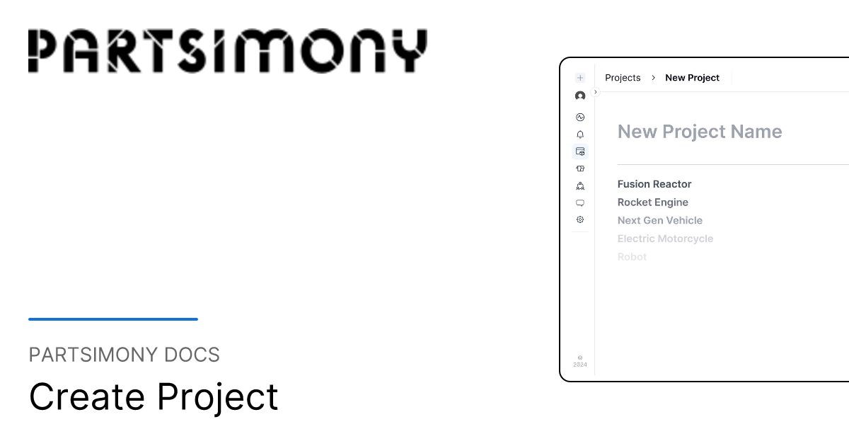 Create Project | Partsimony Docs