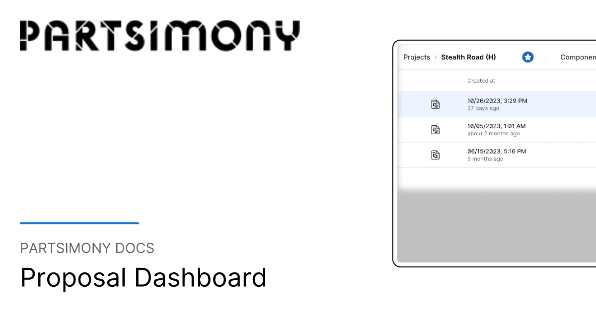 Proposal Dashboard | Partsimony Docs