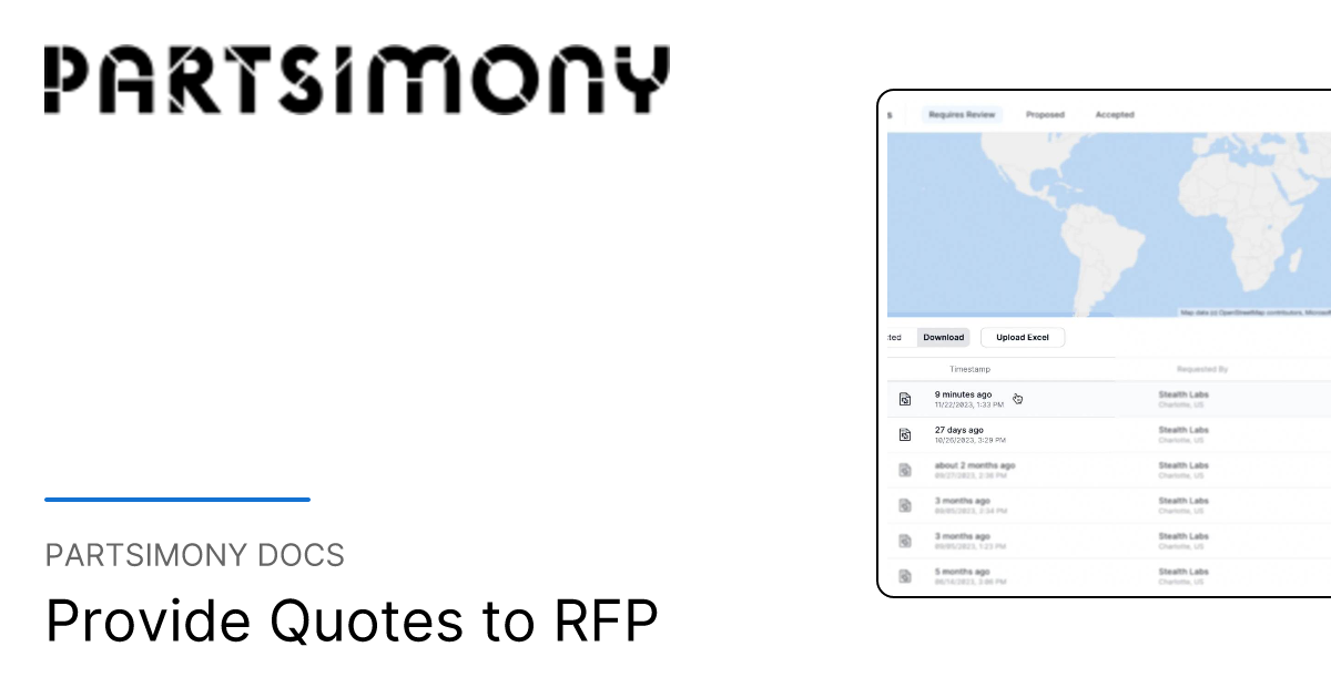Provide Quotes to RFP | Partsimony Docs