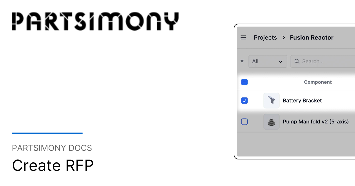Create RFP | Partsimony Docs
