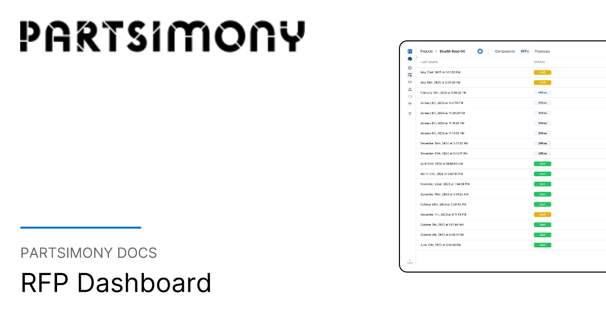 RFP Dashboard | Partsimony Docs