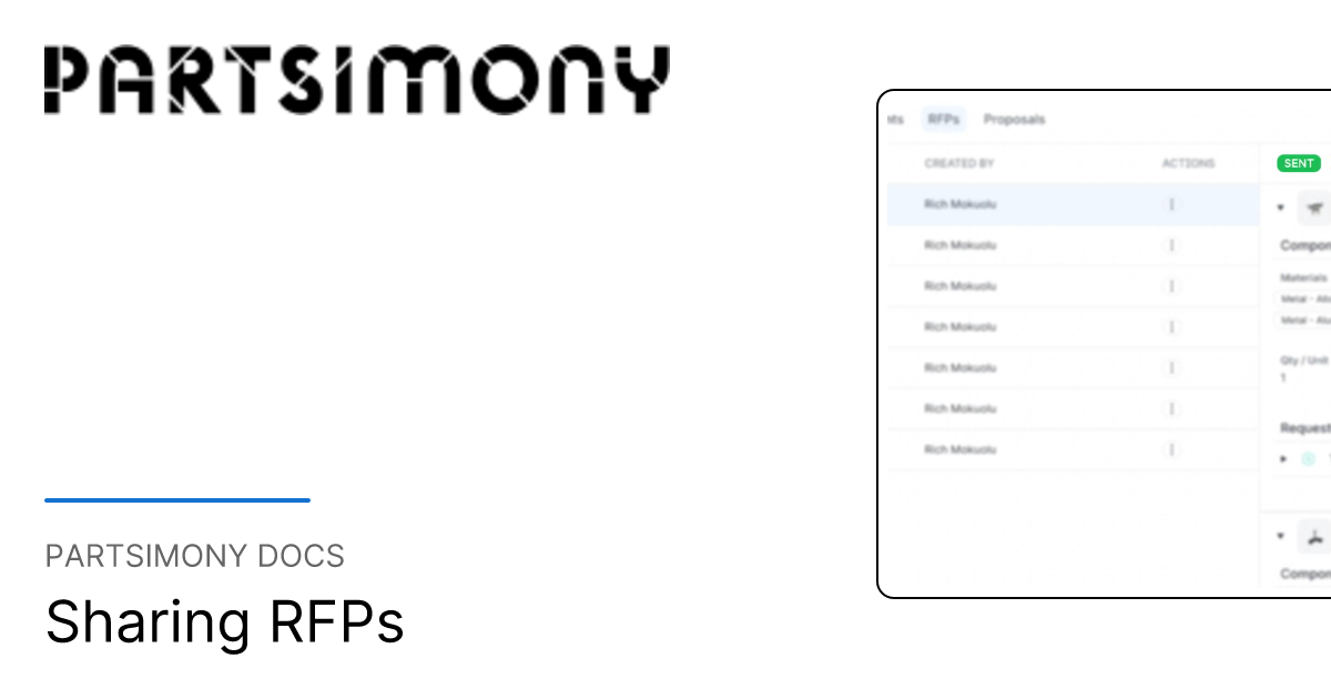 Sharing RFPs | Partsimony Docs